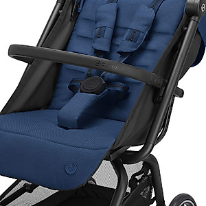 CYBEX Eezy S + 2 Stroller, Lightweight Travel Stroller, Compatible with All CYBEX Infant Car Seats, Compact Fold, Stands for Storage, All-Terrain Wheels, Baby Stroller for 6 Months+, Navy Blue