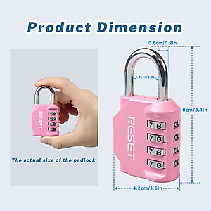 RESET-060 4 Digit Combination Lock Outdoor Padlock for School Gym Sports Locker Fence Toolbox Gate Suitcase Hasp Pink
