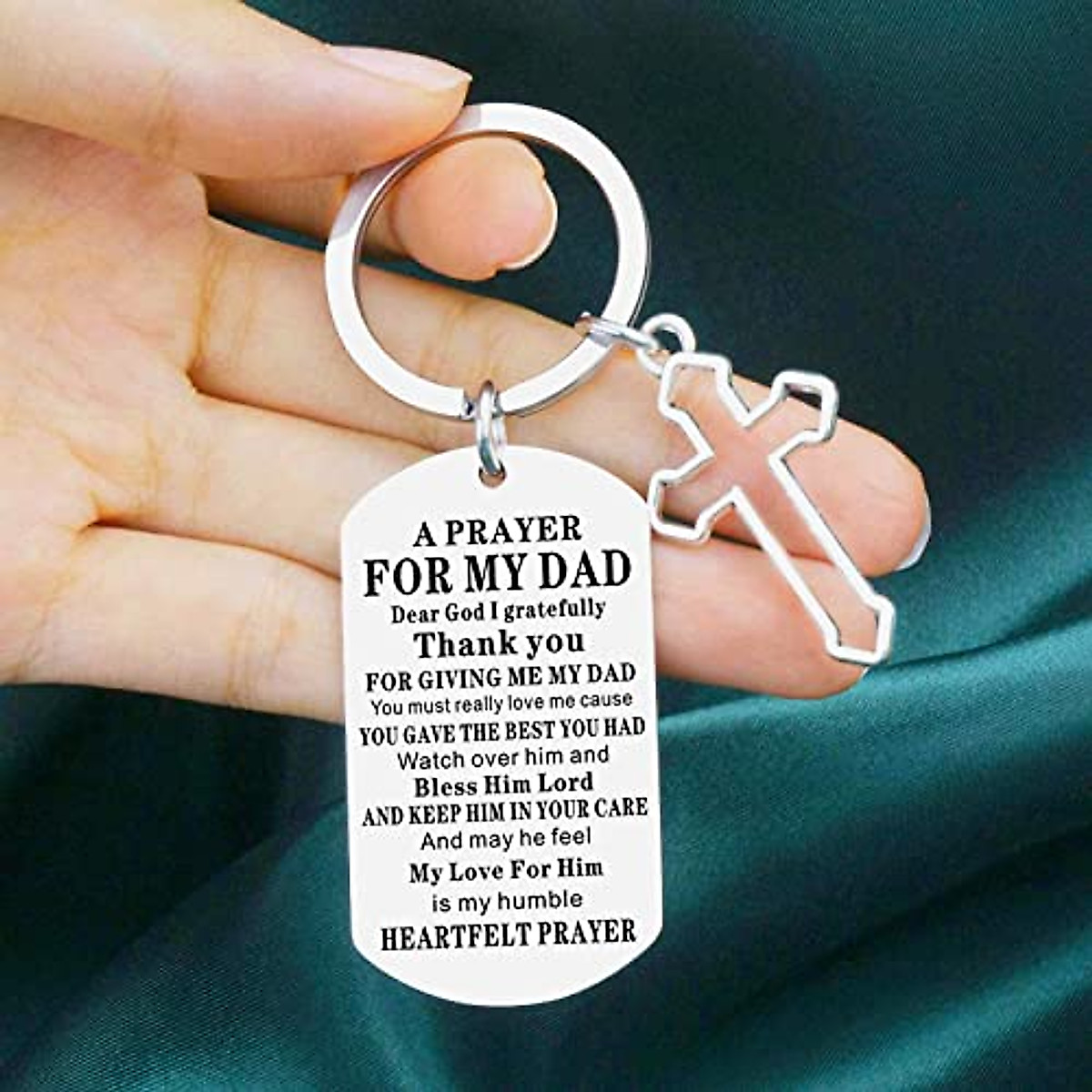 Christmas Gifts For Dad Stocking Stuffers For Men Prayer For My Dad Keychain Father’s Day Birthday Gift For Dad Best Dad Gift From Son Daughter Christian Religious Keychain Cross Keychain Bonus Dad