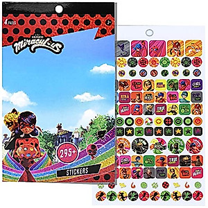 Miraculous Ladybug Sticker Book – Includes 4 Sheets with 295+ Stickers, Personalize Decorate with Collectible Miraculous Ladybug and Cat Noir Sticker Pads, Cute Stickers for Girls and Boys