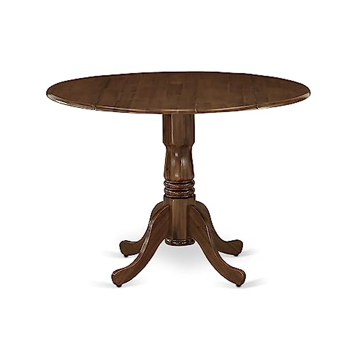 East West Furniture DLEL3-AWA-05 3 Piece Kitchen Table & Chairs Set Consist of a Round Dining Table with Dropleaf and 2 Upholstered Parson Chairs, 42x42 Inch, Antique Walnut