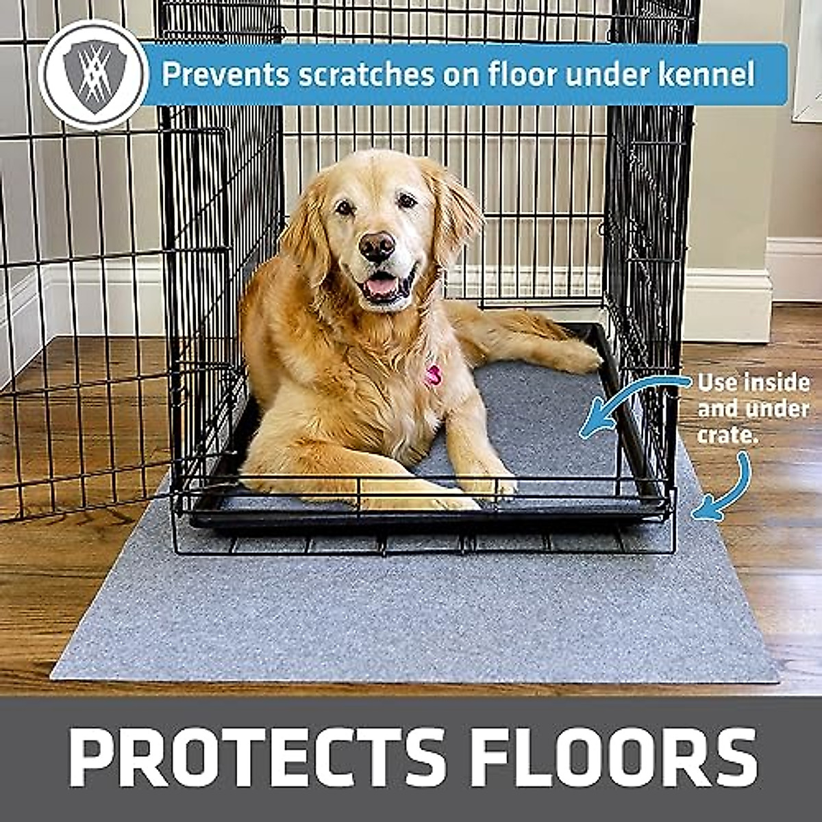 Drymate Dog Crate Mat Liner, Absorbs Urine, Waterproof, Non-Slip, Washable Puppy Pee Pad for Kennel Training - Use Under Pet Cage to Protect Floors, Thin Cut to Fit Design (USA Made) (LGrey)(29"x48")