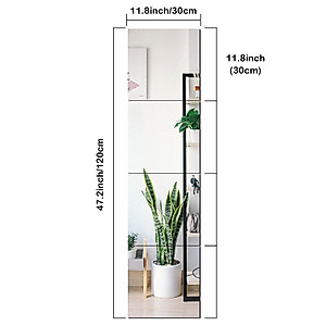 SLDIYWOW Wall Mirror Full Length, 4Pcs Full Body Mirror for Bedroom, Safety Unbreakable Mirror Great for Baby Kids Toddler, Full Body Mirror Tiles for Bedroom, Home Gym, Living Room