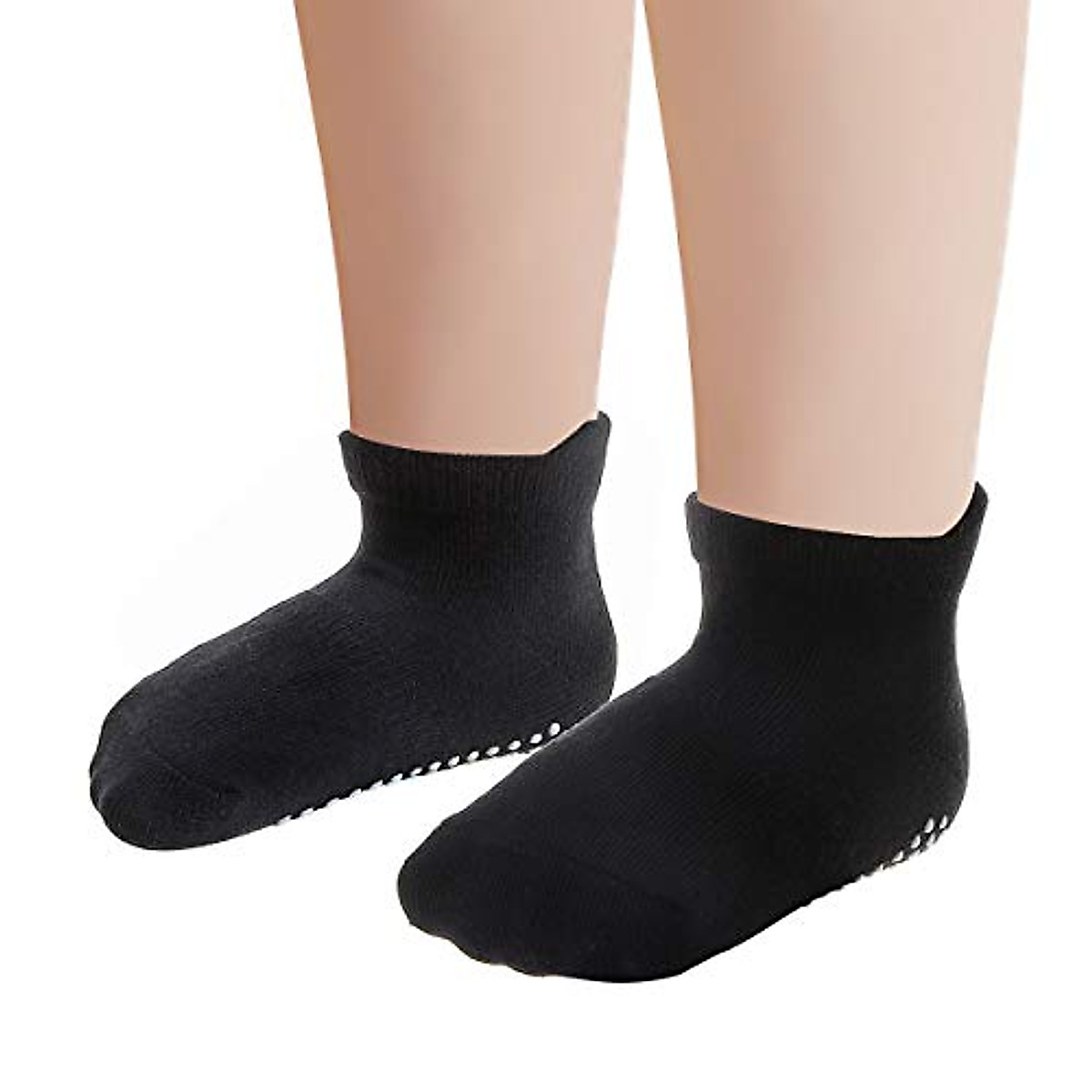Tenpluszero 12 Pairs Anti Slip Baby Ankle Socks with Non Skid Grips for Toddler Kids Boys Girls (12Pairs - Black,White,Grey, 18-36 Mouths)