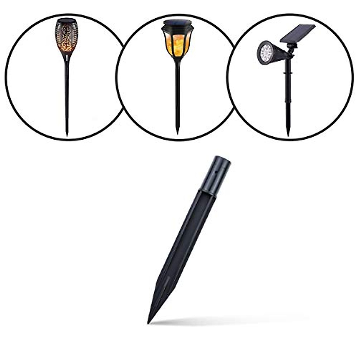 Solar Light Stakes Path Light Replacement Plastic Stakes Ground Solar Torch Light Spikes for Garden Lamps Small Size(12PCS)