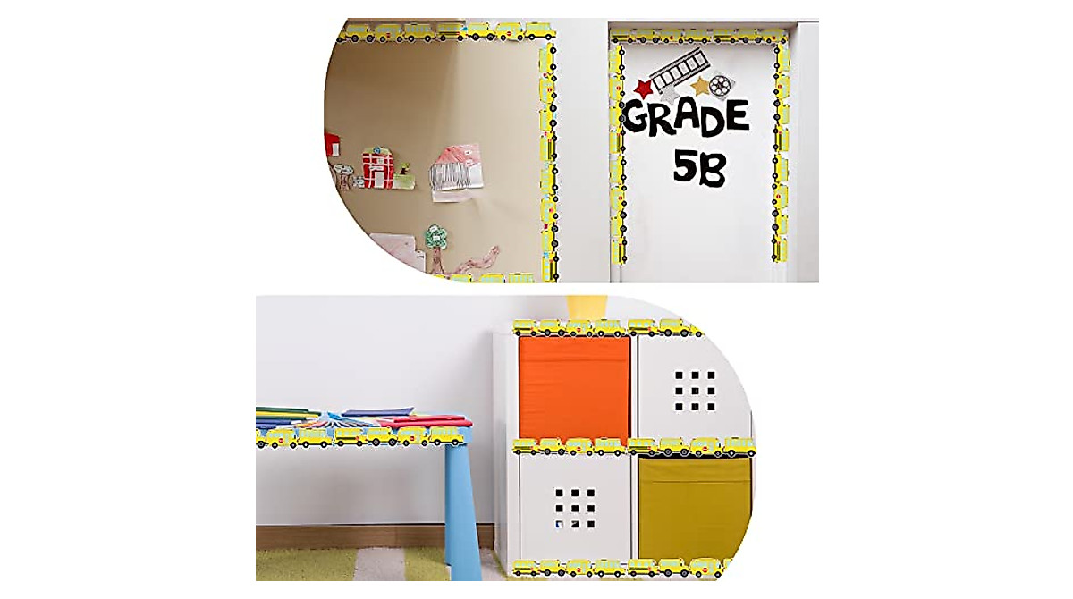 Perkoop Colorful Boho Bulletin Board Border - 69 Feet School Bus Trim