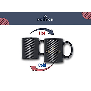 Coffee and Tea Mug Color Changing Ceramic Carbon Fiber 11 oz Manly Mug Heat Reactive Finish Carbon Fiber Design For Coffee Tea and Cold Drinks Unique Premium Color Changing Ceramic Coffee Mug