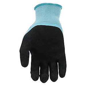 Miracle-Gro MG30604 Water Resistant Grip Gloves – [1 Pair, Small/Medium] Aqua, Double Dip Flat Latex Gloves with Elastic Knit Wrist (Pack of 2)