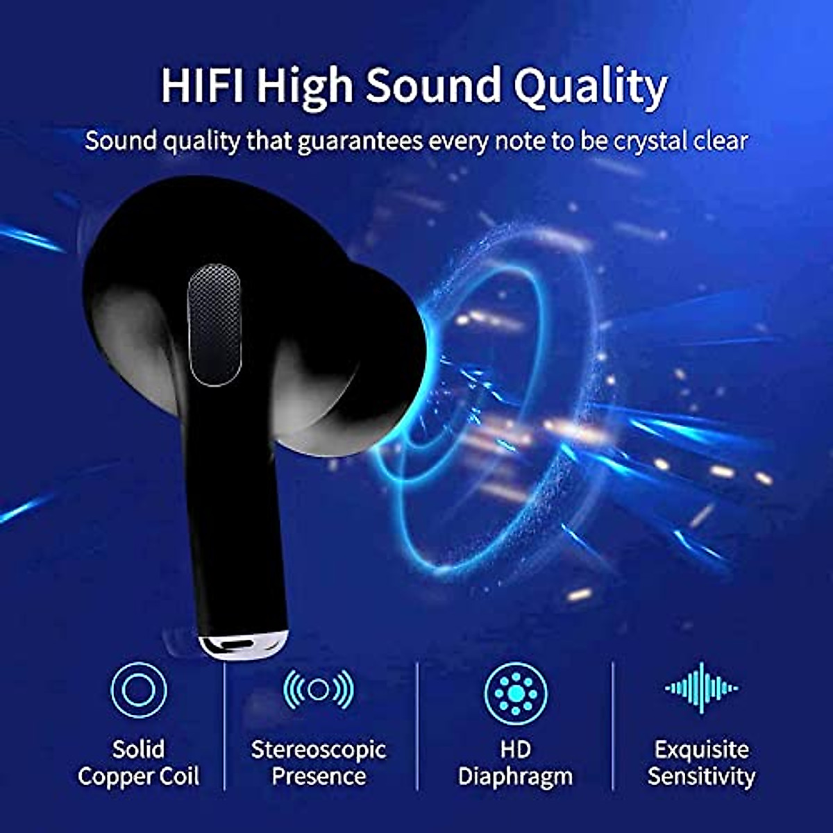 QiTooMar Mini Wireless Earbuds for Men/Women, Waterproof Sports Bluetooth Headphones, Stereo Noise Canceling in-Ear Headset Buds Earphones, 24Hours Support for Smartphone（Black）