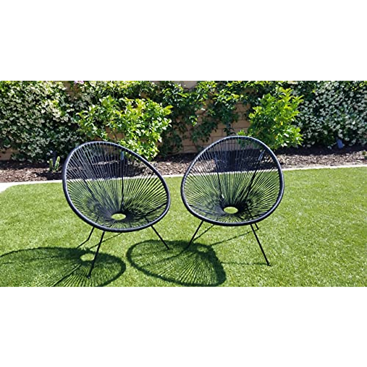 Kingmys Acapulco Woven Lounge Chair for Indoor and Outdoor Use (2PC Black)