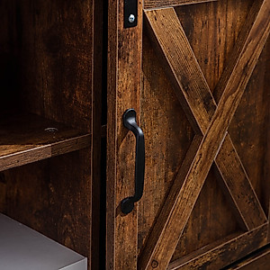 Bolonbi Farmhouse TV Stand for 65 inch TVs, Rustic Entertainment Center Cabinet with Power Outlets (Rustic Brown)