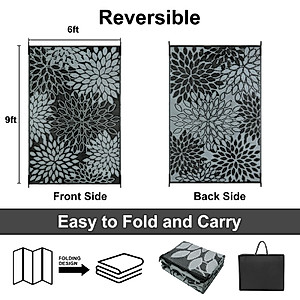 Anidaroel Outdoor Rugs 6x9ft for Patios Clearance Waterproof, Reversible Tropical Plastic Straw Camping Mat Outside Rug, Large Outdoor Area Rug for RV, Porch, Deck, Balcony, Picnic