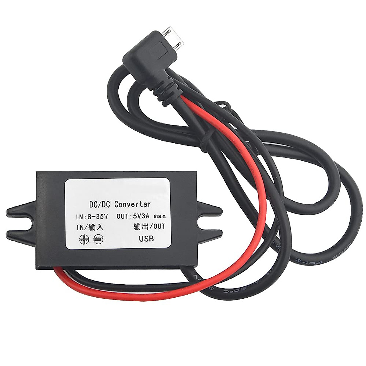 XINGYHENG 2PCS DC-DC Buck Converter Module 3A 12V 24V to 5V DC Power Converter with Micro USB Connector (Right Angle USB Interface)
