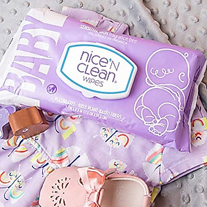 Nice 'n CLEAN Skin Care Baby Wipes Unscented 56ct (6-Pack) | Ideal for Sensitive Skin | Hypoallergenic, Plastic-Free, Plant-Based Wet Wipes