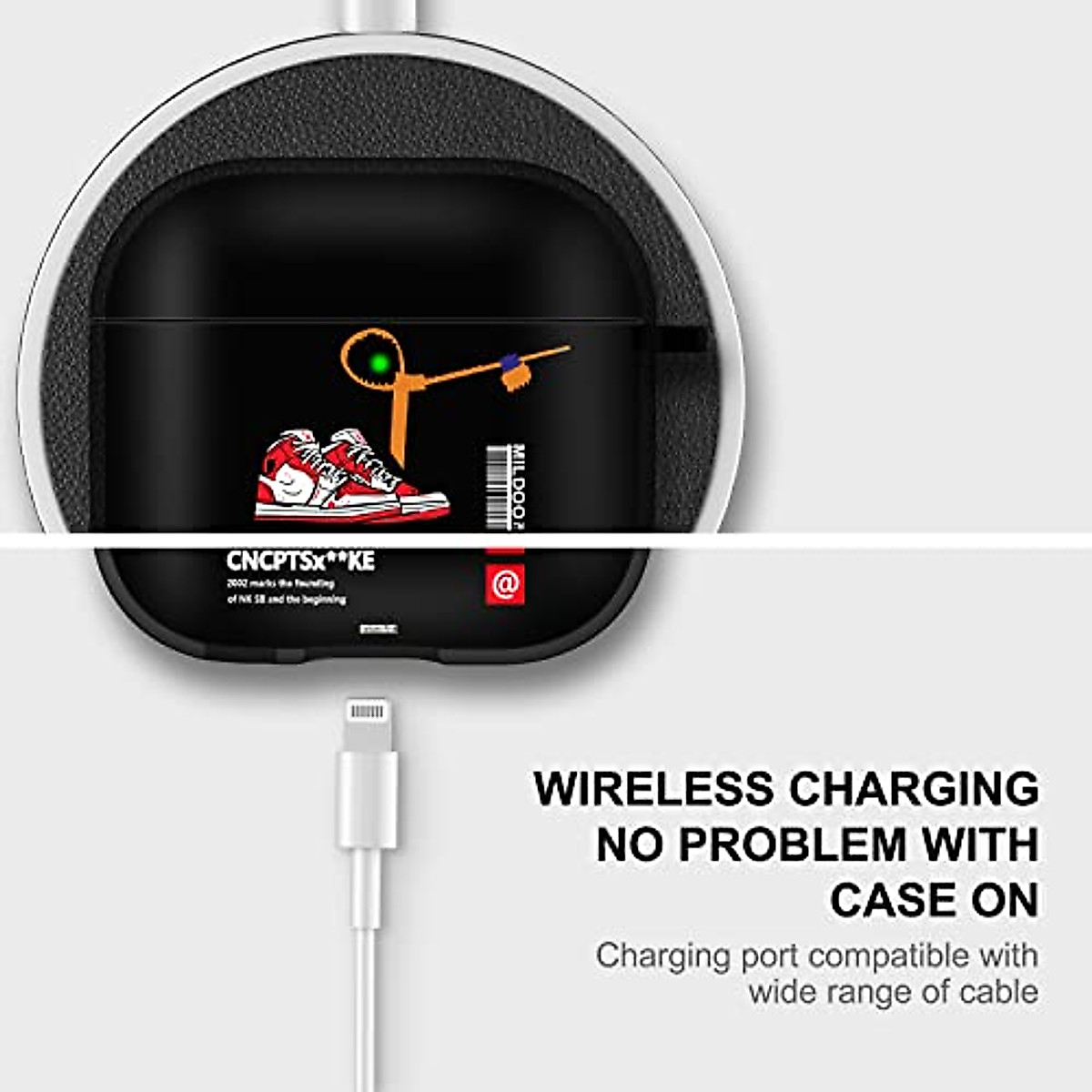 EJMM for Airpods 3rd Generation Case, Cool Sports Shoes Design TPU Protective Accessories Skin with Keychain Compatible with Airpods 3rd Generation for Men Boys Teen Girls,Black Red Shoes