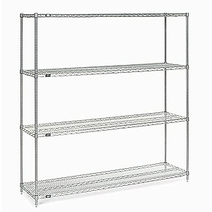 Nexel Chrome Wire Shelving, 72" W X 24" D x 74" H