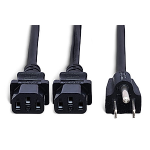 Hosa YIE-406 Dual IEC C13 to NEMA 5-15P Power Y Cable, 1.5 Feet