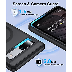 FNDMIL NO.1 Magnetic for Google Pixel 7a Case [Compatible with MagSafe][Anti-Fingerprint][Slim Fit][Military Shockproof] Translucent Matte Hard Back Pixel 7a 5G Phone Cover, Black