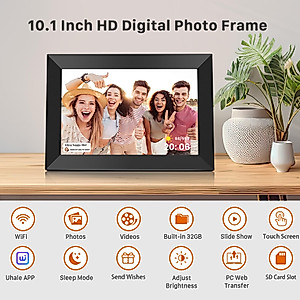 FANGOR 10.1 Inch WiFi Digital Picture Frame 1280x800 HD IPS Touch Screen, Electronic Smart Photo Frame with 32GB Storage, Auto-Rotate, Instantly Share Photos/Videos via Uhale App from Anywhere 4 Pack