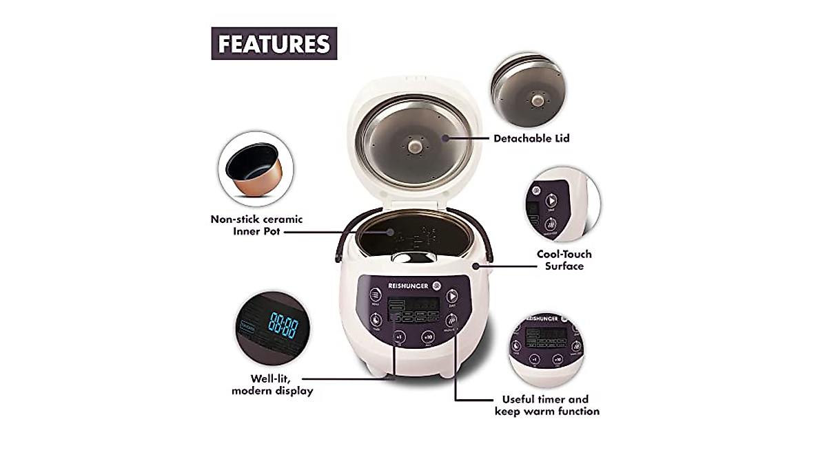 Reishunger Mini Rice Cooker & Steamer: Perfect Rice & More
