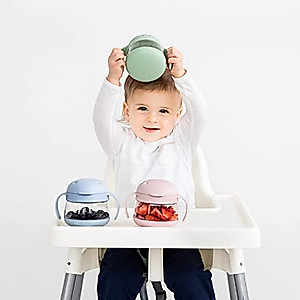 Ubbi Tweat No Spill Snack Container for Kids, BPA-Free, Toddler Snack Container, Sage & Pink