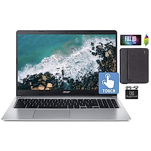 acer 2023 Flagship Chromebook 15.6" FHD 1080p IPS Touchscreen Light Laptop, Intel Celeron N4020 (Up to 2.8GHz), 4GB RAM, 64GB eMMC, HD Webcam, WiFi 5, 12+ Hours Battery, Chrome OS, w/HubxcelAccessory
