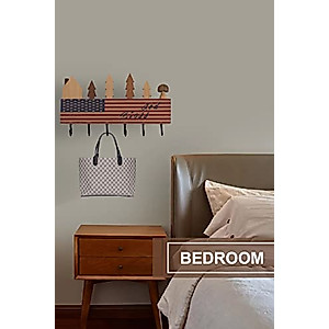 Seasonwind Key Holder Wall Mounted Key Hooks for Wall Decorative with 6 Hooks and 6 Ornaments, Wood Key Organizer Rack Hanger for Entryway, Front Door, Hallway, Office