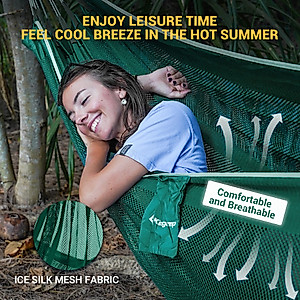 KingCamp Double Mesh Hammock, Camping Hammock Breathable Portable Outdoor/Indoor Hammocks Tree Hammock for Camping Backpacking, Hiking, Backyard, Patio Support to 440lbs, 2 Tree Straps (Petrolblue)