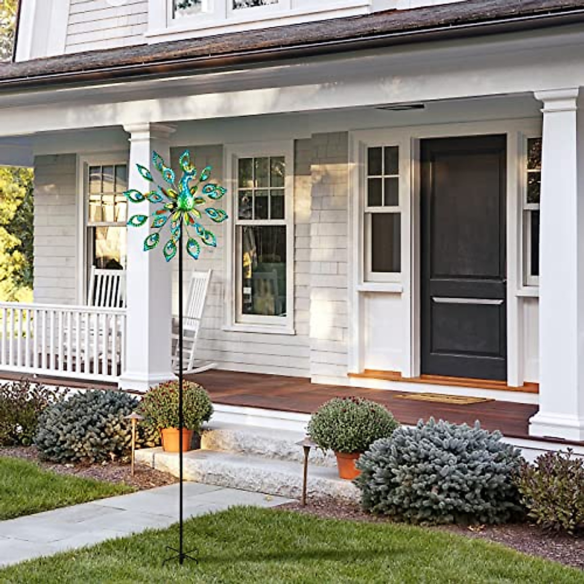 Peafowl Wind Spinners Outdoor Kinetic Wind Spinner Metal Wind Catcher Large Windmills Spinner Wind Sculpture Flower Wind Spinners Ornaments for Outdoor Yard Patio Lawn Garden Decorations