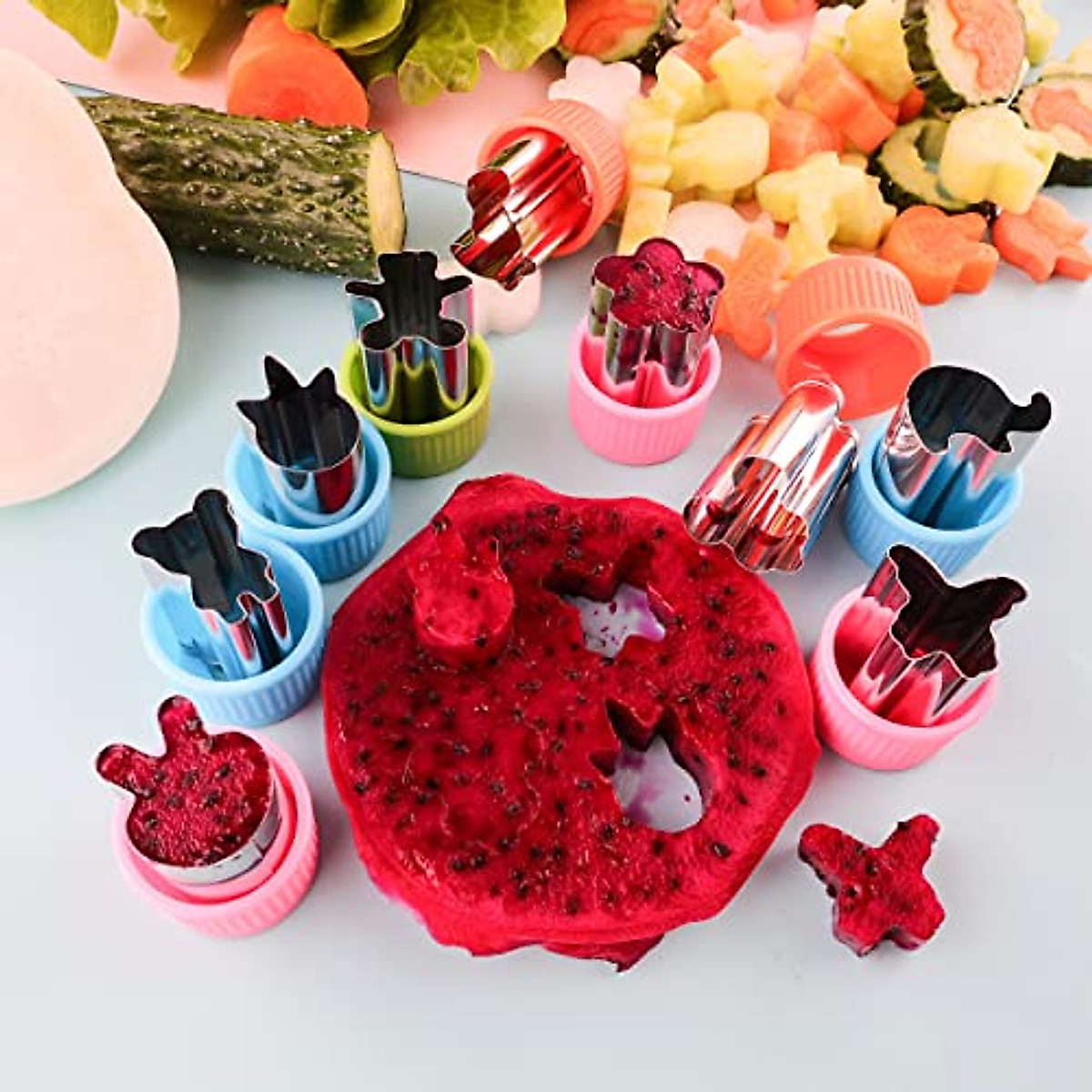 Stainless Steel Sandwiches Cutter set Kids Vegetable Fruit Cutters Heart Star Dinosaur Mousehead Sandwich Cutters Shape Cookie Cutout Fun Food Shape Cutters for Baking