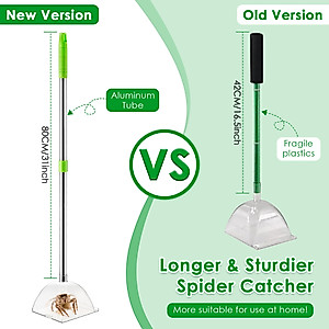 Saillong 1 Pack Large Spider Insect Catcher with Long 31'' Handle, Contactless Spider Grabber Removes Release Spiders and Insects, Spider Catchers for Home Kid Nature Explore