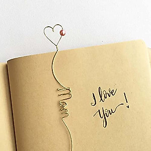 Personalized Unique Name Bookmark with Heart and Bead