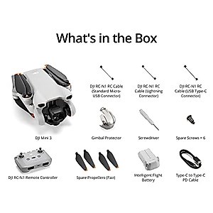 DJI Mini 3 - Lightweight and Foldable Mini Camera Drone with 4K HDR Video, 38-min Flight Time, True Vertical Shooting, and Intelligent Features