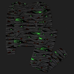 The Children's Place Kids 2 Piece Family Matching, Halloween Pajama Sets, Cotton, Glow Mummy, 8
