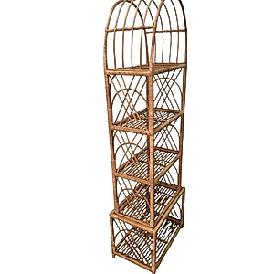 Wicker Shelf Rattan 5-Shelves Bookcase Bookshelf, 67 inches Tall, for Living Room
