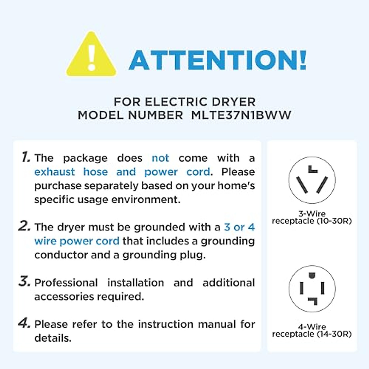 Midea MLTE37N1BWW Electric Dryer, Sensor Dry, Wrinkle Care, Air Fluff, Easy-Using Control Panel, 12 Total Cycles, 6.7 Cu.ft, White