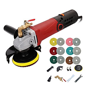 HaTur Wet Polisher 860W/110V Wet Buffer with 4'' Diamond Polishing Pad Low-noise Stone Polisher Variable Speed Buffing Machine for Concrete, Marble, Granite, Ceramic Tile