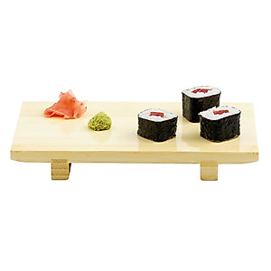 Helen's Asian Kitchen Sushi Serving Tray, 9.5-Inches x 6-Inches, Natural Bamboo