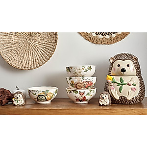 Bico Woodland Critters 24oz Ceramic Cereal Bowls, Set of 4, for Pasta, Salad, Cereal, Soup & Microwave & Dishwasher Safe