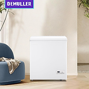 DEMULLER Chest Freezer, Small Deep 4.0 Cubic Feet White Freezing Machine, Compact Top Open Door with Electronic Panel, Temp Range -12 ℉ to 50 ℉, Two Storage Wire Baskets, Manual Defrost