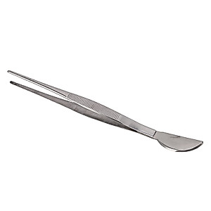 Deosdum Stainless Steel Bonsai Tweezers Long Tweezers with Crescent Moon Spatula Head,Professional Bonsai Tool for Plants, Gardening, Succulents, Kitchen(Straight)