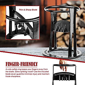 Mighty Hand Kindling Splitter XL, Cast Iron Firewood Cutter | Quick & Sturdy 9”-Dia. Log Splitter, Manual Use for Home, Campsite & More