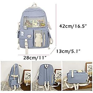 CM C&M WODRO Kawaii Backpack for Girls Women with Pin Bear Accessories Cute College High School Backpack Laptop Bookbag Black+White