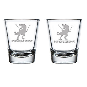 Set of 2 Shot Glasses 1.75oz Shot Glass T-Rex Dinosaur How You Like Me Now Funny