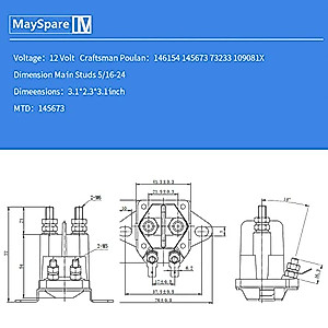 MaySpare 4 Pole Starter Solenoid Relay Switch 145673 Compatible with Briggs & Stratton Engine MTD Sears and Craftsman LT1000,Poulan Husqvarna 146154 145673 73233 109081X