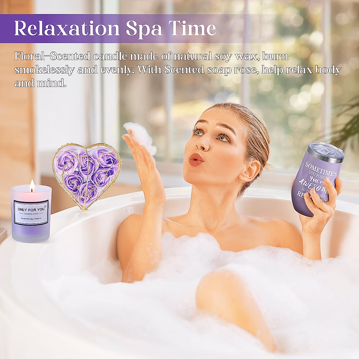 Mollywatr Birthday Gifts for Women, Women Gifts Set | Gift Basket, Friendship Gifts Box for Girlfriend Wife Mom Her Best Friend Sisters Teacher - Valentines Day Mothers Day Christmas Gifts (Purple)