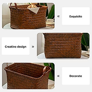 Cabilock Storage Baskets for Shelves Bread Basket Imitation Rattan Woven Basket Laundry Basket Laundry Holder Laundry Storage Basket Wicker Baskets Decoration Storage Containers