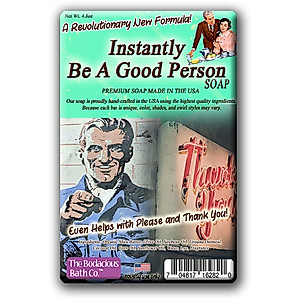 Instantly Be A Good Person Soap Black Bath Soap Pine Tar Scent Funny Vintage Gags for Women Men Novelty Soaps Unisex Secret Santa White Elephant Stocking Stuffers for Men Pine Tar Soap