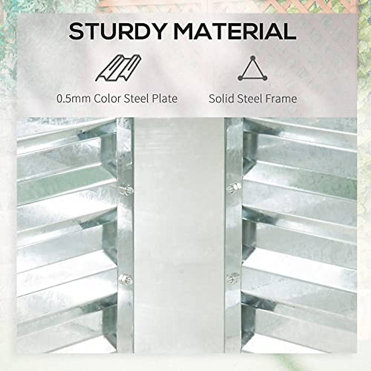 Outsunny Galvanized Raised Garden Bed with Mini Greenhouse Cover, Outdoor Metal Planter Box with 2 Roll-Up Windows for Growing Flowers, Fruits, Vegetables, and Herbs, 73" x 38" x 36", Clear