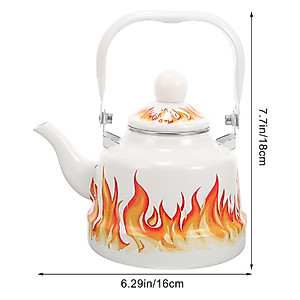 Kichvoe Ceramic Enamel Teapot Tea Kettle for Stovetop 1.1L Porcelain Enameled Teakettle Vintage Tea Pot with Ceramic Cool Handle Teapot for Hot Water No Whistling